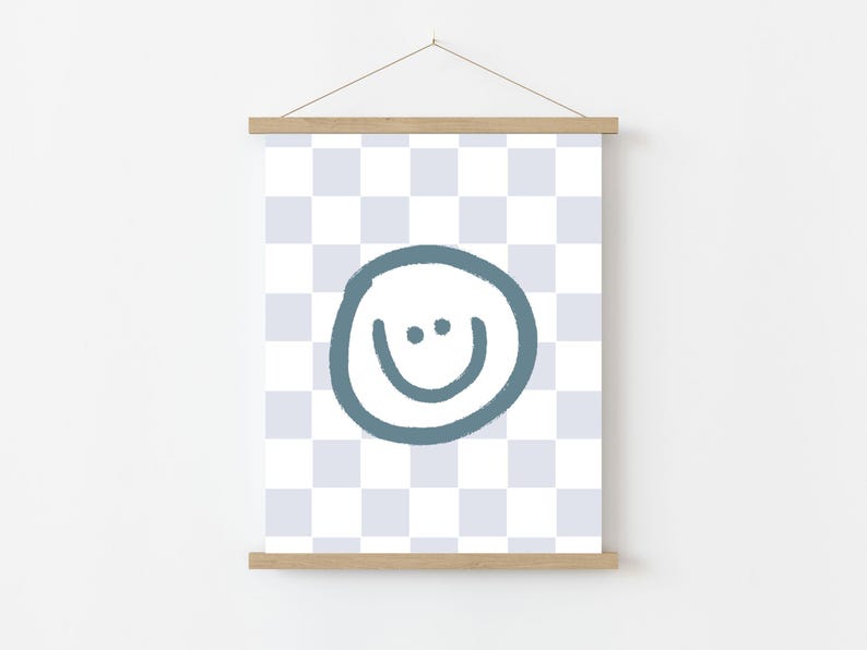 Checkerboard Retro Smiley Face Print | Retro Smile | Boys Room Wall ...
