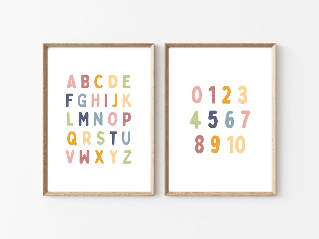 Rainbow Alphabet & Numbers Prints Set of 2 | Kids Room Wall Art ...