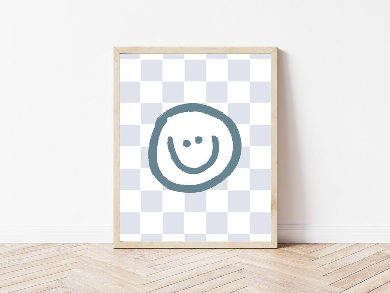 Checkerboard Retro Smiley Face Print | Retro Smile | Boys Room Wall ...
