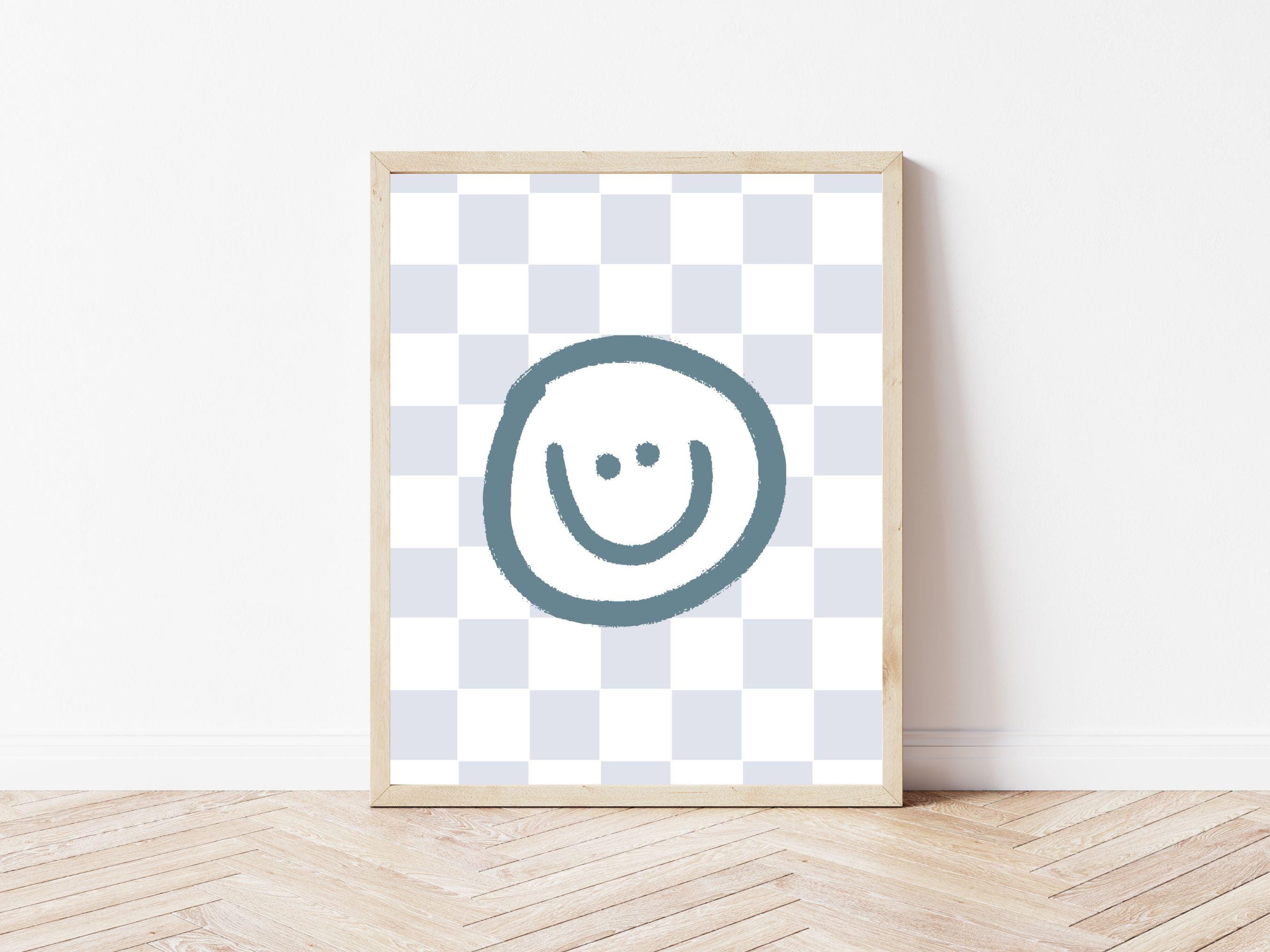 Checkerboard Retro Smiley Face Print | Retro Smile | Boys Room Wall ...