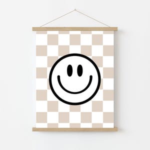 Checkerboard Retro Smiley Face Print | Retro Smile | Boys Room Wall ...