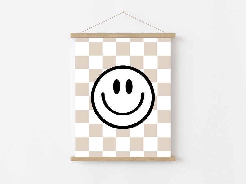 Checkerboard Retro Smiley Face Print | Retro Smile | Boys Room Wall ...