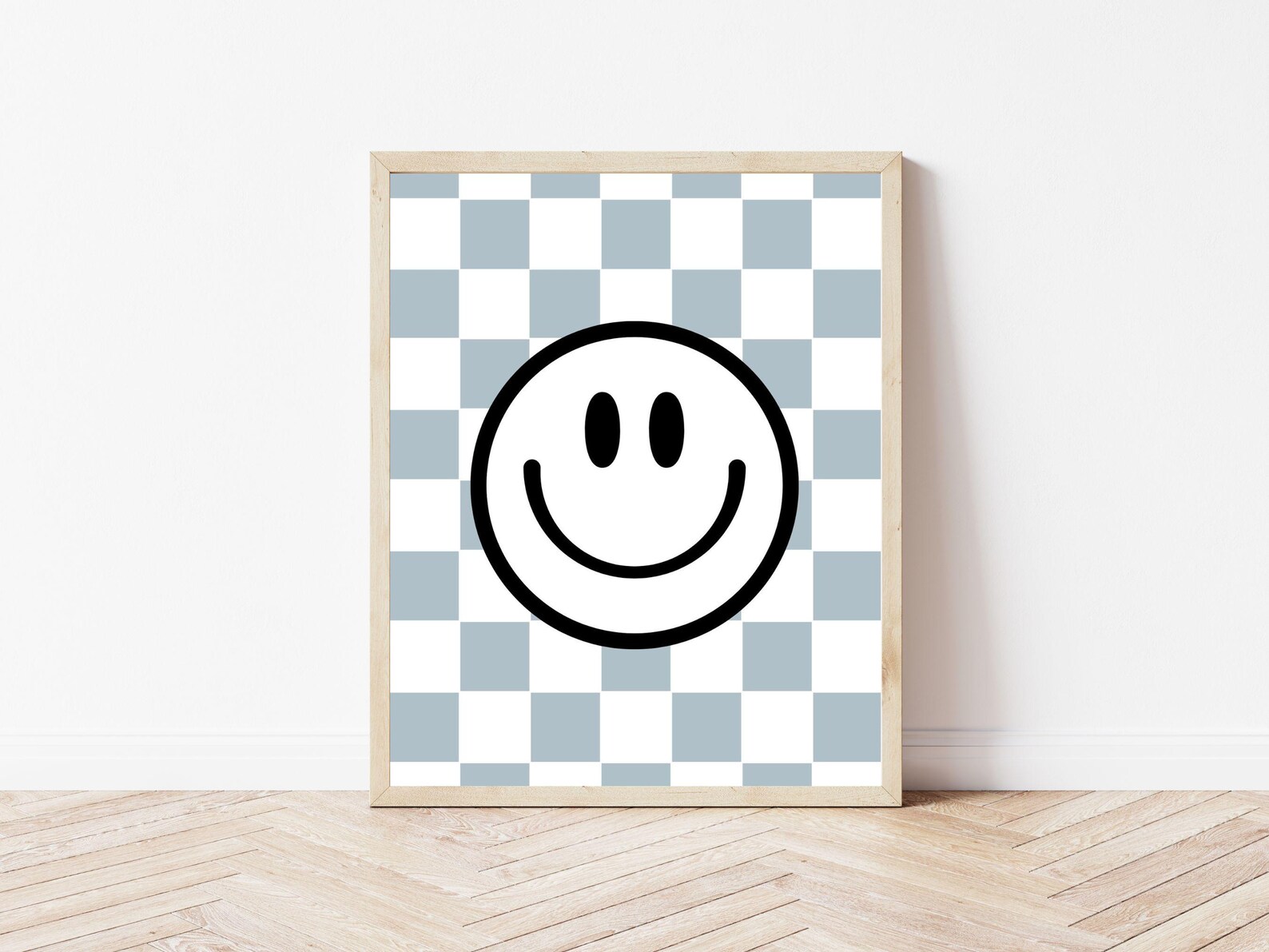 Checkerboard Smiley Face Print | Retro Smile | Boys Room Wall Print ...