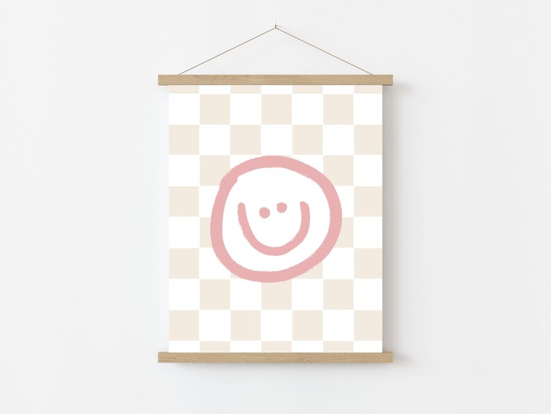 Checkerboard Retro Smiley Face Print | Retro Smile | Girls Room Wall ...