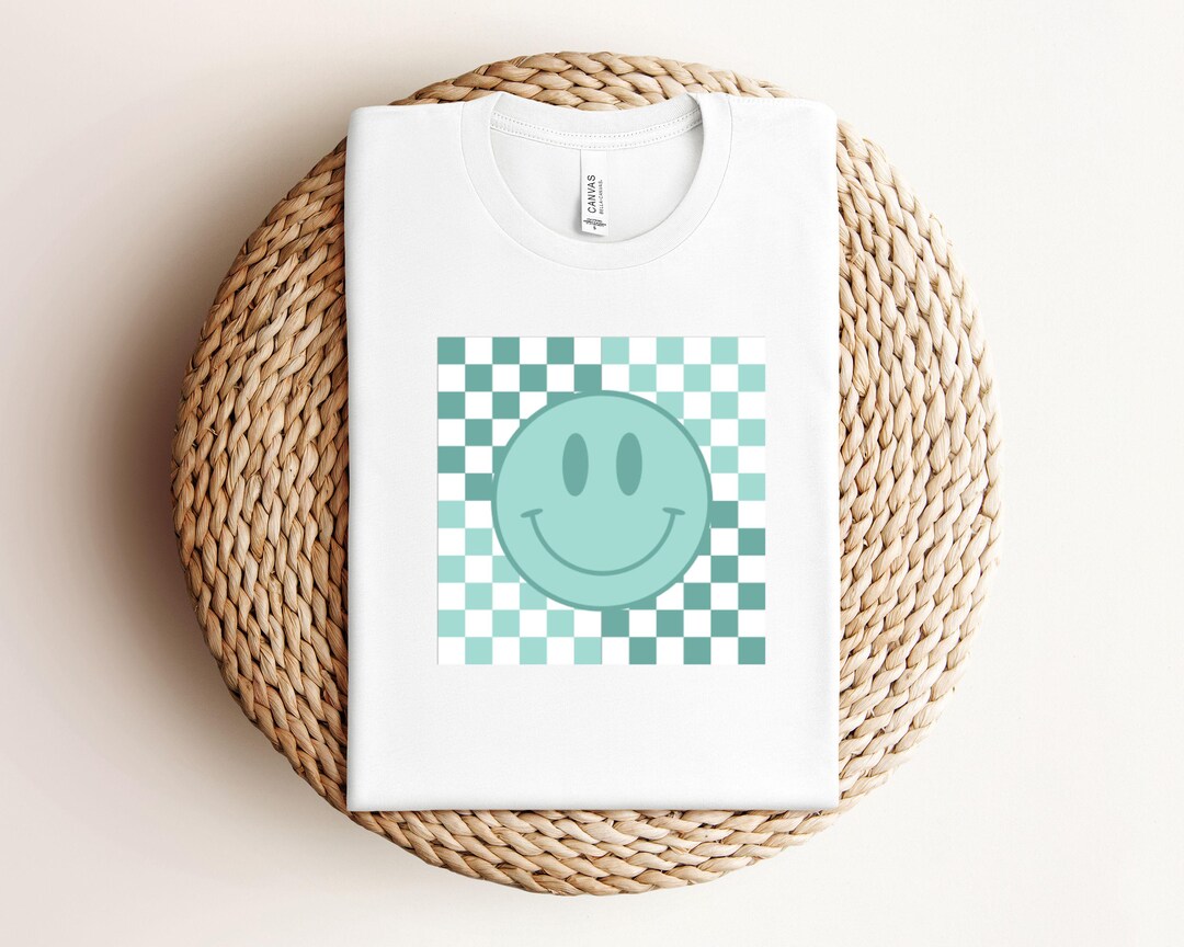 Checkered Teal Smiley Face PNG | Retro Smiley Face Png | Cute ...