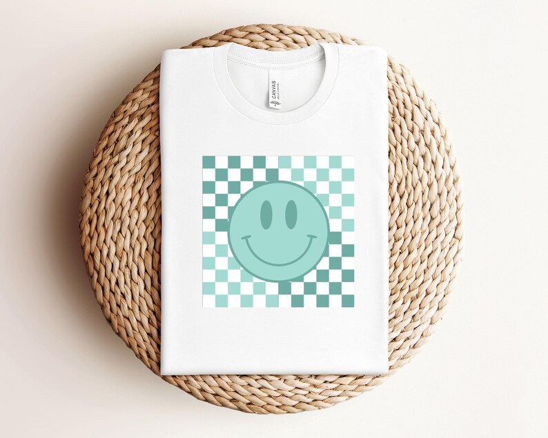 Checkered Teal Smiley Face PNG | Retro Smiley Face Png | Cute ...