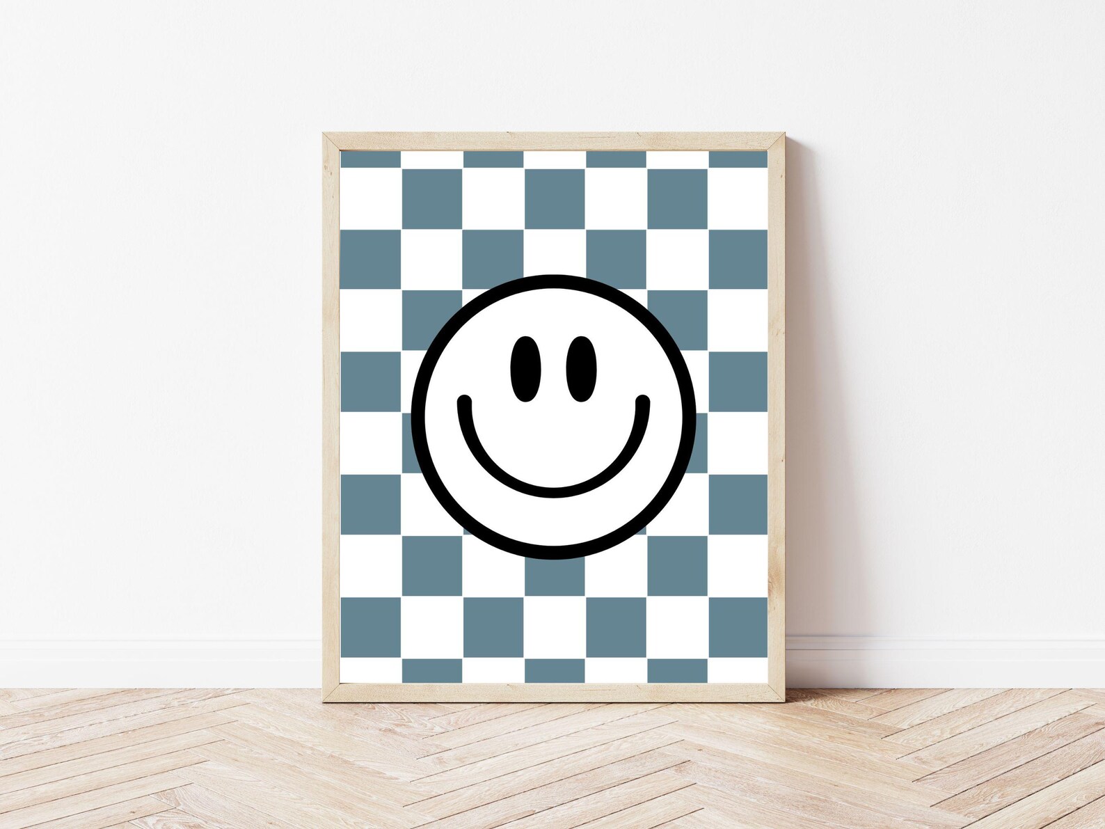 Checkerboard Smiley Face Print | Retro Smile | Boys Room Wall Print ...