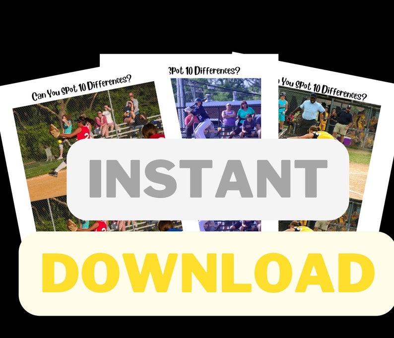 3 Baseball and Softball "spot the Differences" Printables: Instant ...
