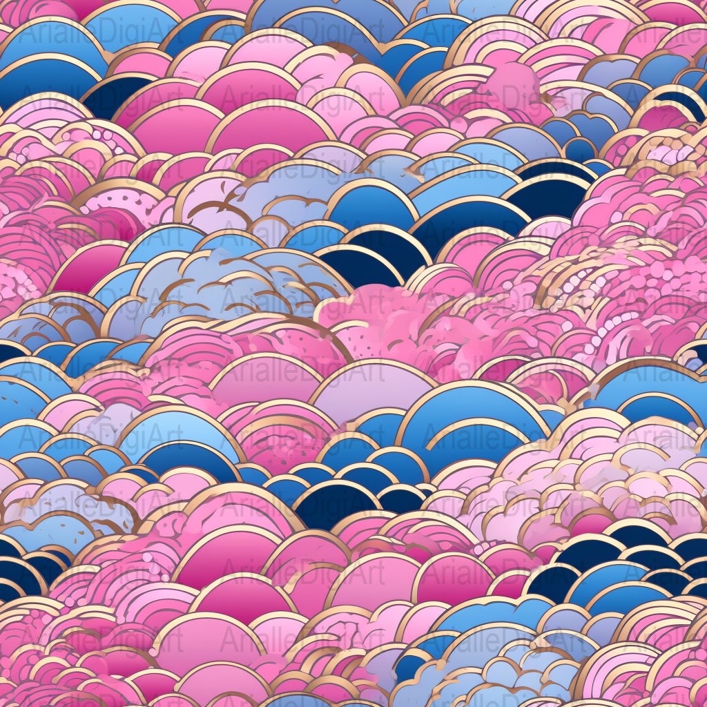 MEGA Bundle Seigaiha Ocean Waves Digital Art Collection Digital Paper ...