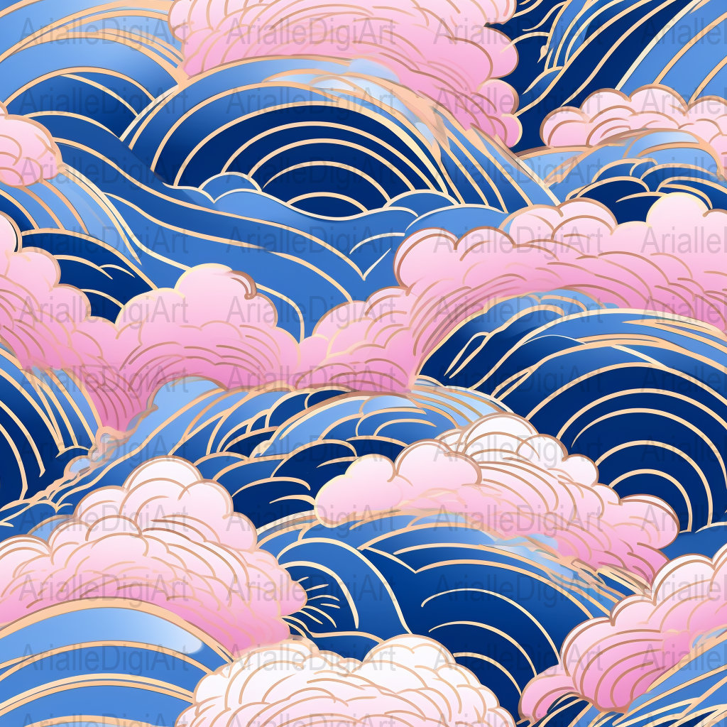 MEGA Bundle Seigaiha Ocean Waves Digital Art Collection Digital Paper ...