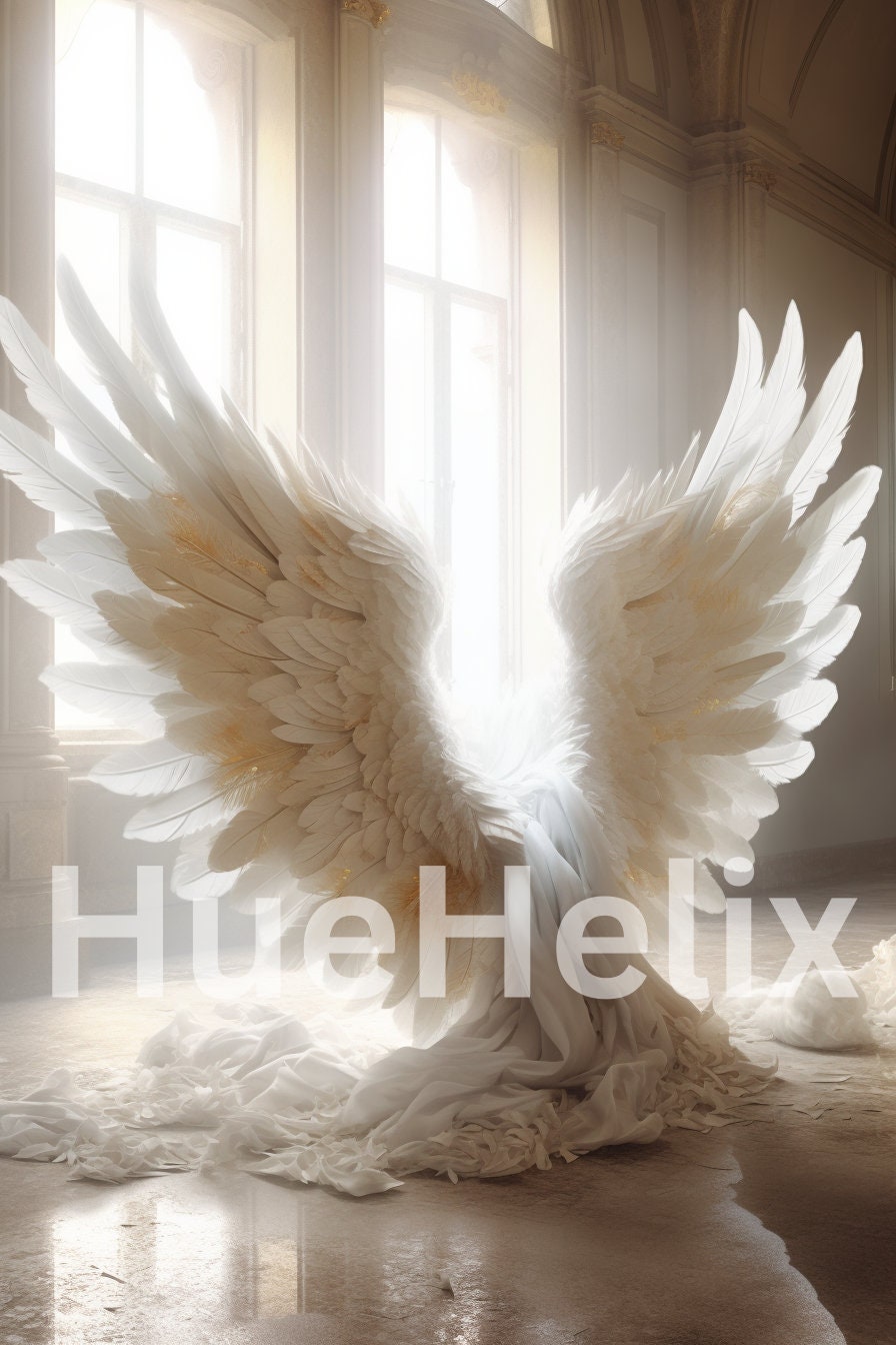 15 X UHD Digital Backdrops, White Angel Wings Digital Backgrounds ...