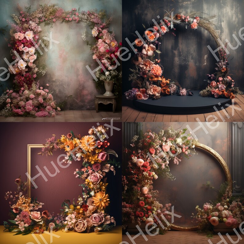 12 X UHD Digital Backdrops, Floral Digital Backgrounds, Maternity ...
