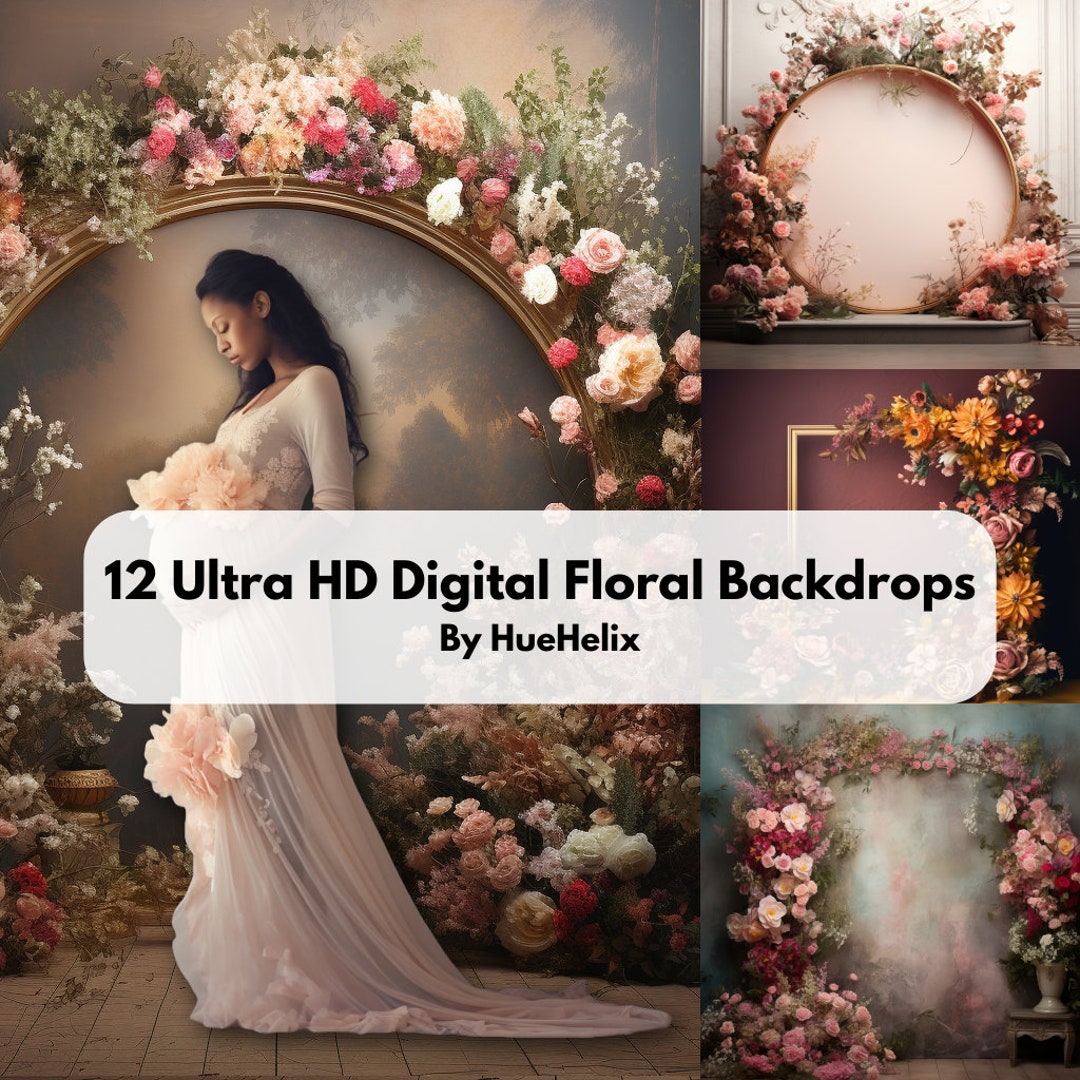 12 X UHD Digital Backdrops, Floral Digital Backgrounds, Maternity ...