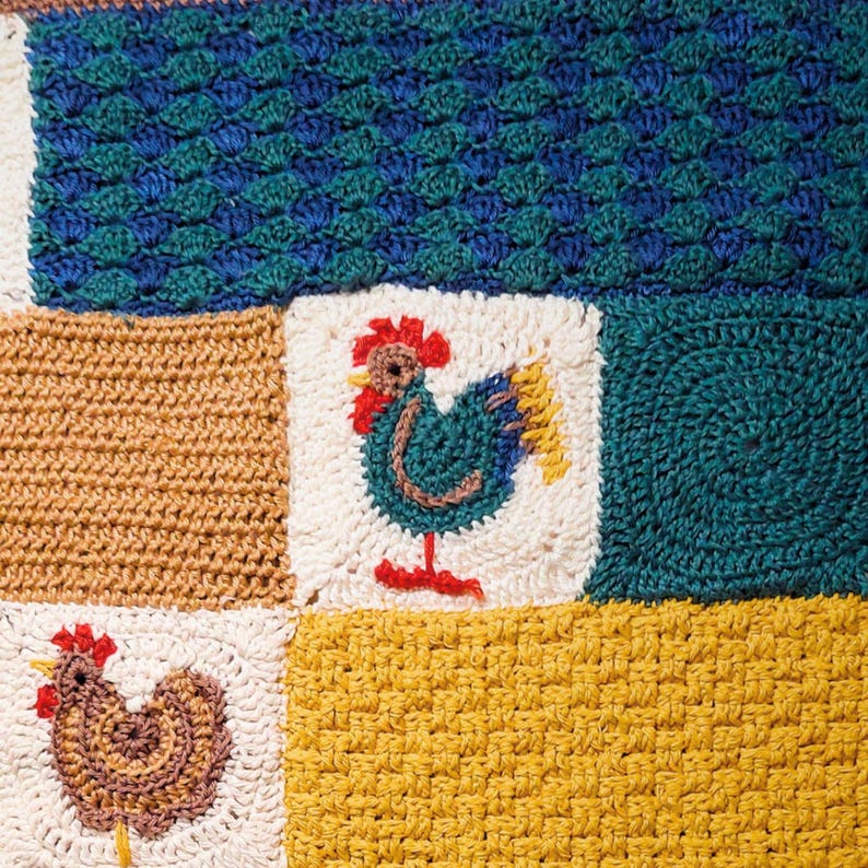 Rooster Crochet Pattern PDF – Farm Animal Granny Square – Amigurumi ...
