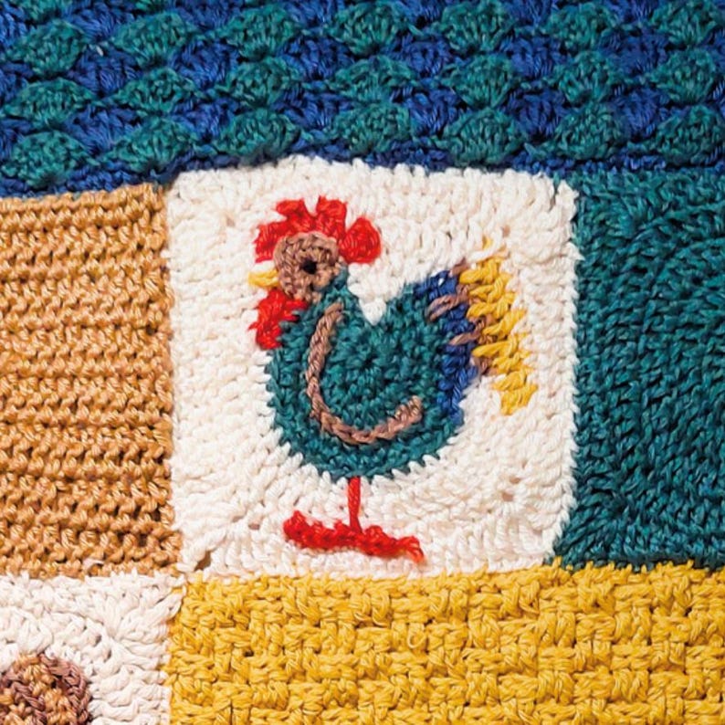Rooster Crochet Pattern PDF – Farm Animal Granny Square – Amigurumi ...