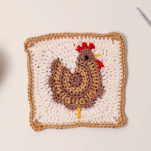 Chicken Granny Square Crochet Pattern – PDF Tutorial, Step-by-step ...