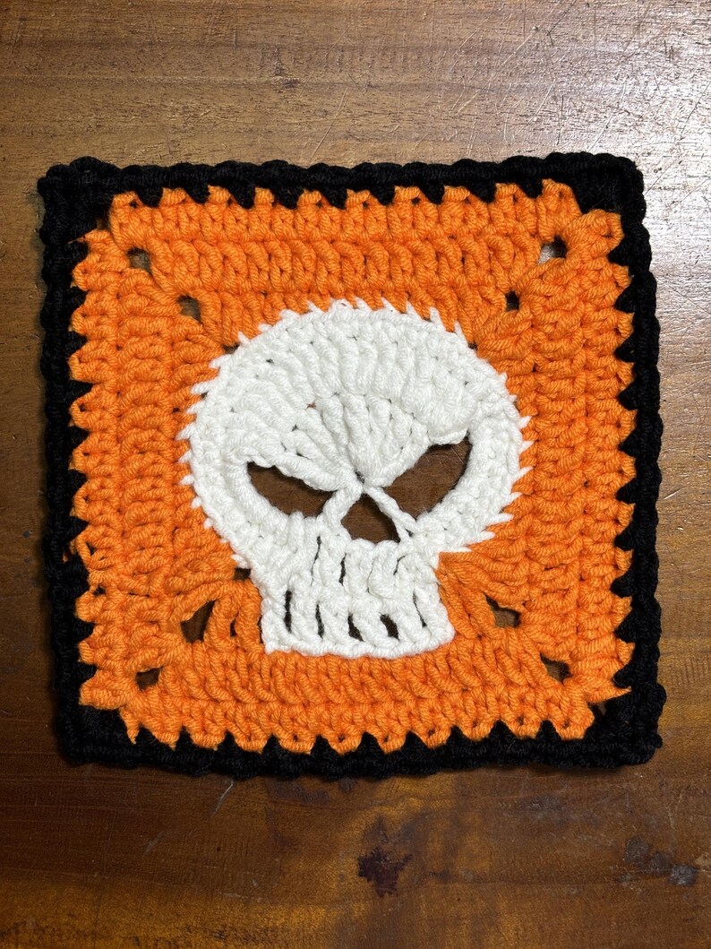 Skull Granny Square Crochet Pattern, Video Tutorial (PDF Pattern) - Etsy