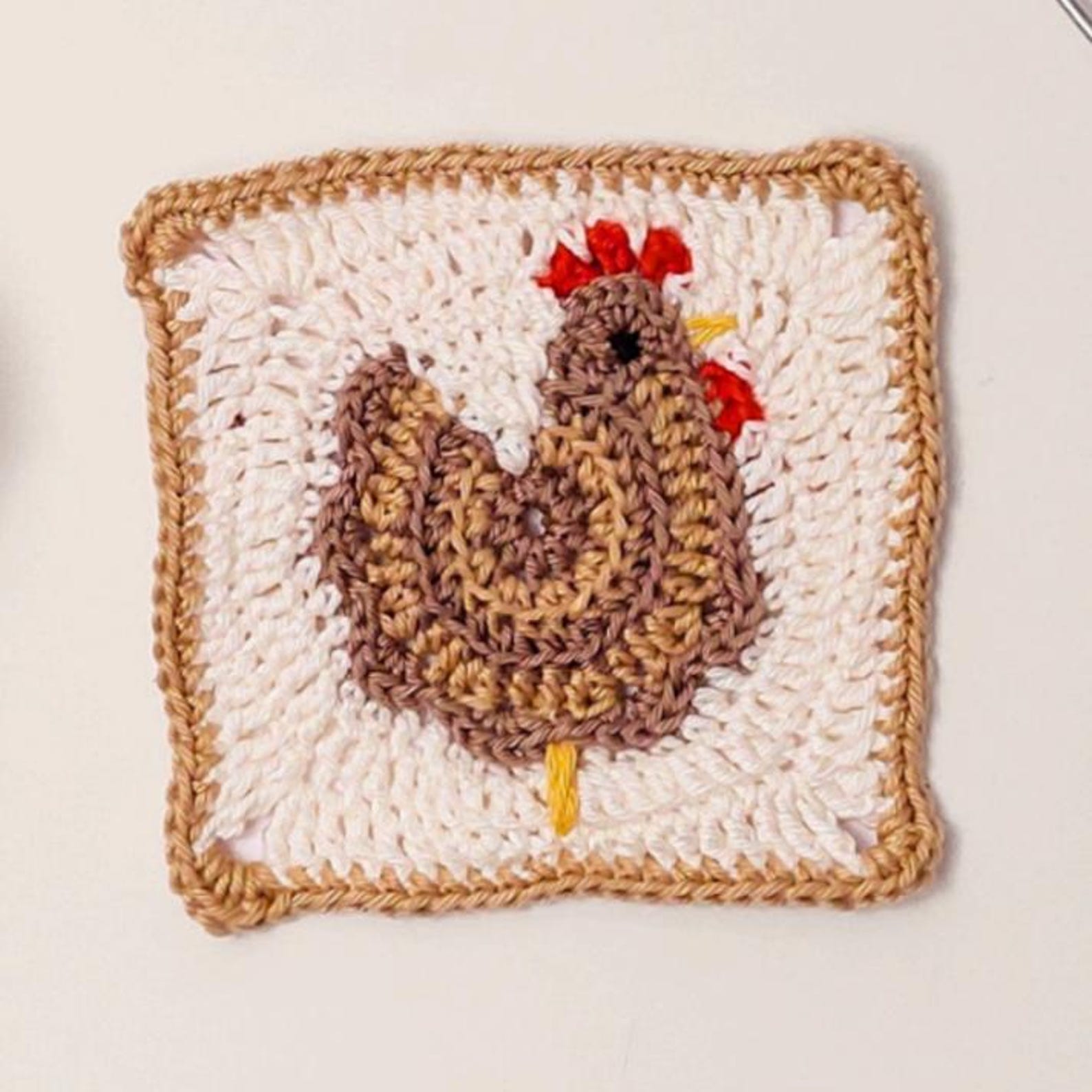 Chicken Granny Square Crochet Pattern – PDF Tutorial, Step-by-step ...