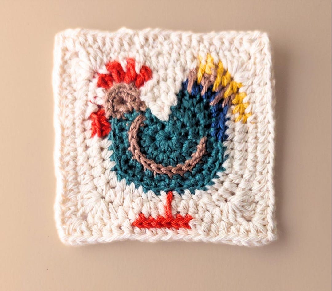 Rooster Granny Square Crochet Pattern – Farm Animal Blanket (PDF ...