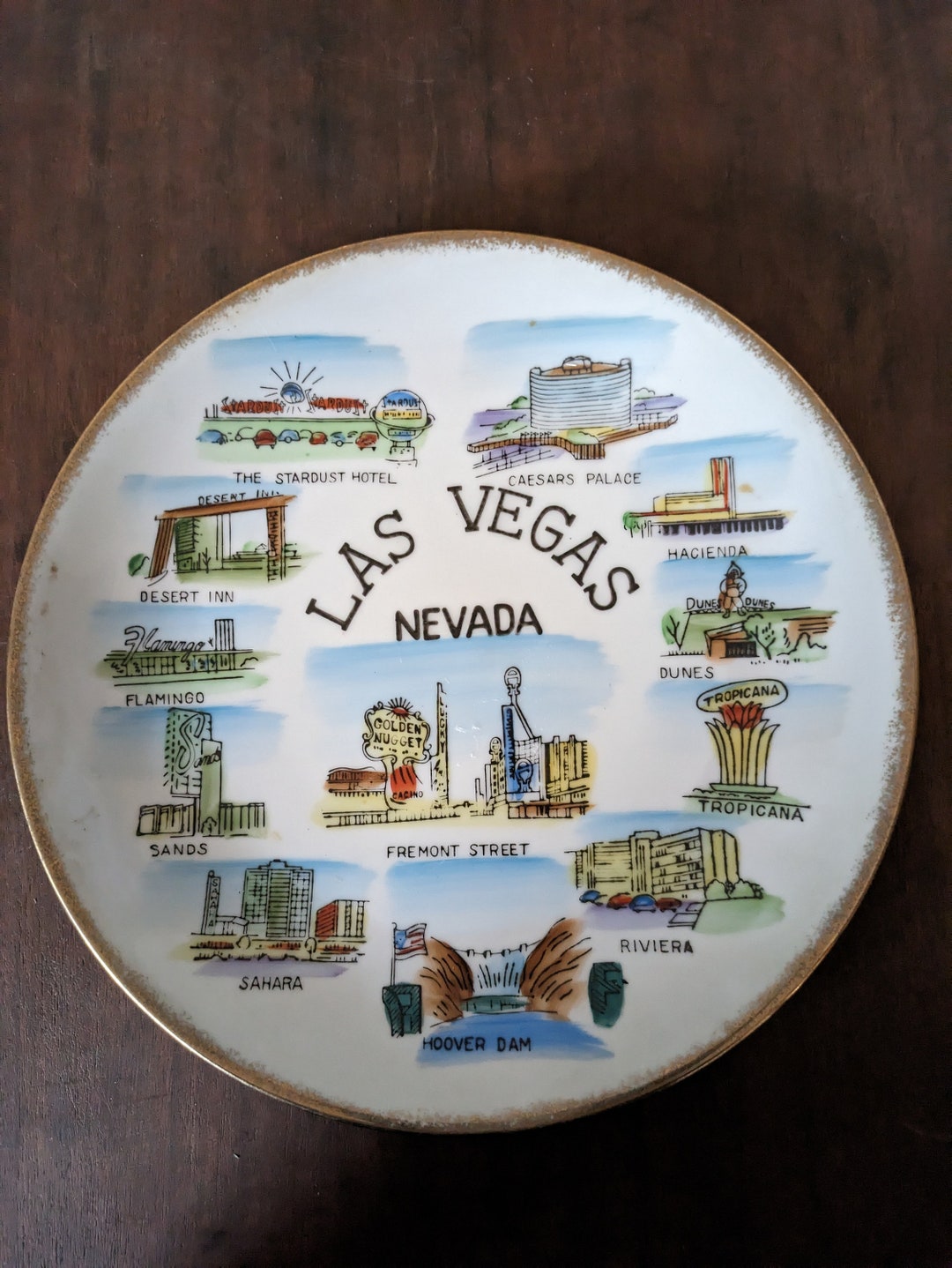Vintage Midcentury Las Vegas Nevada Ceramic Travel Souvenir Plate 1950s ...