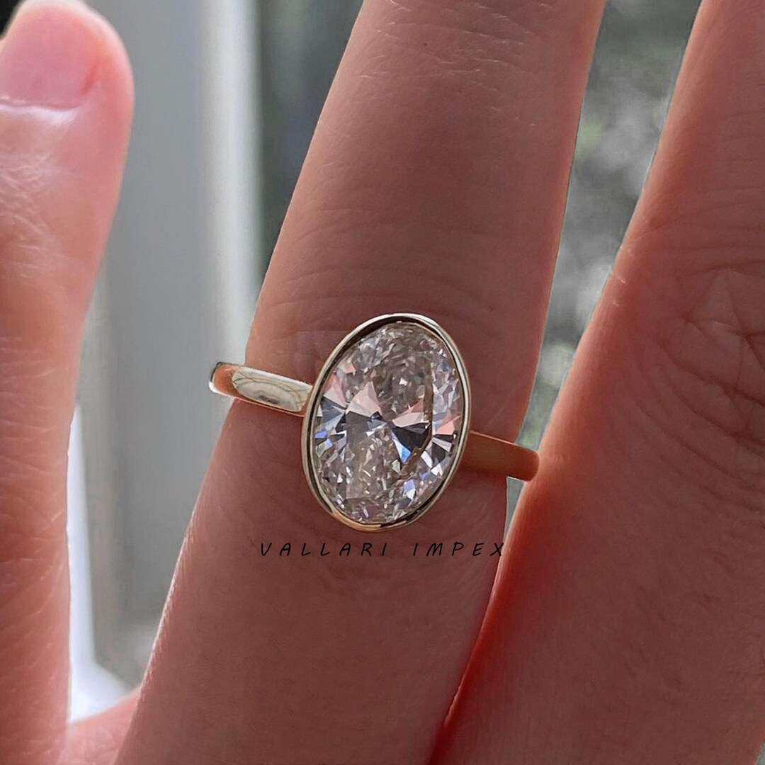 2.00 CT Oval Cut Bezel Set Ringunique Tulip-bezel - Etsy