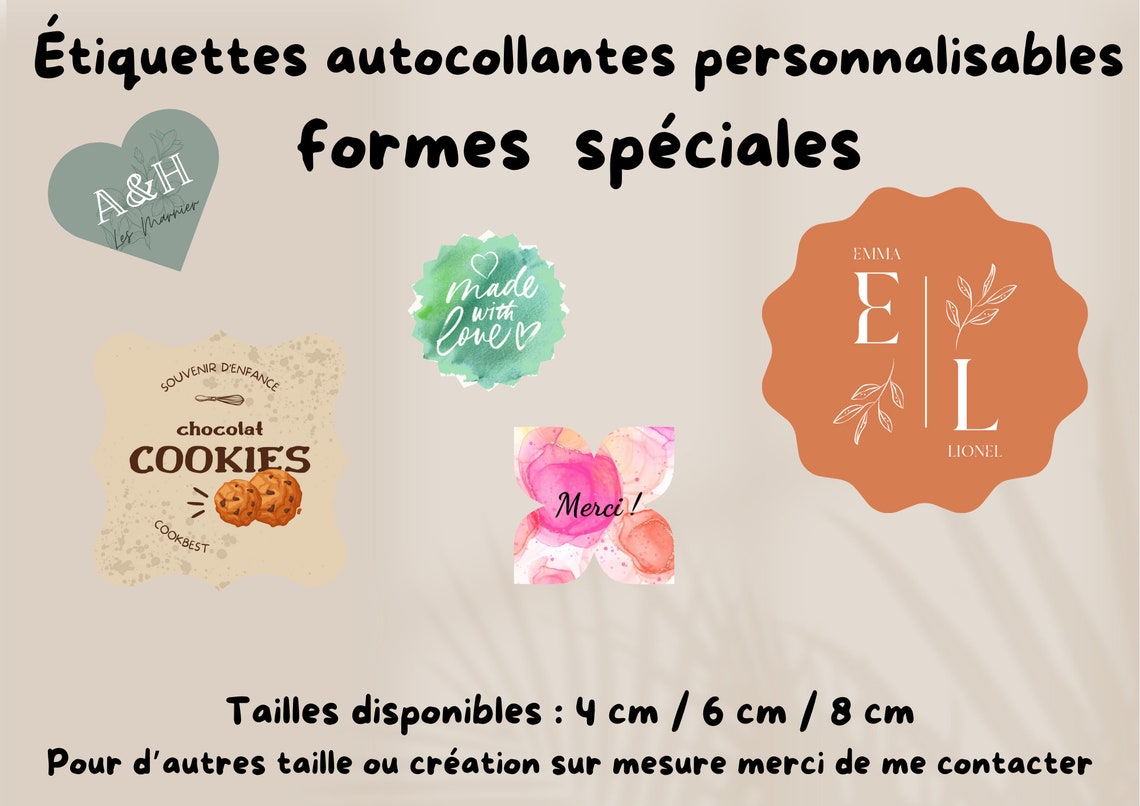 Customizable Self-adhesive Labels Special Shape Different Sizes - Etsy