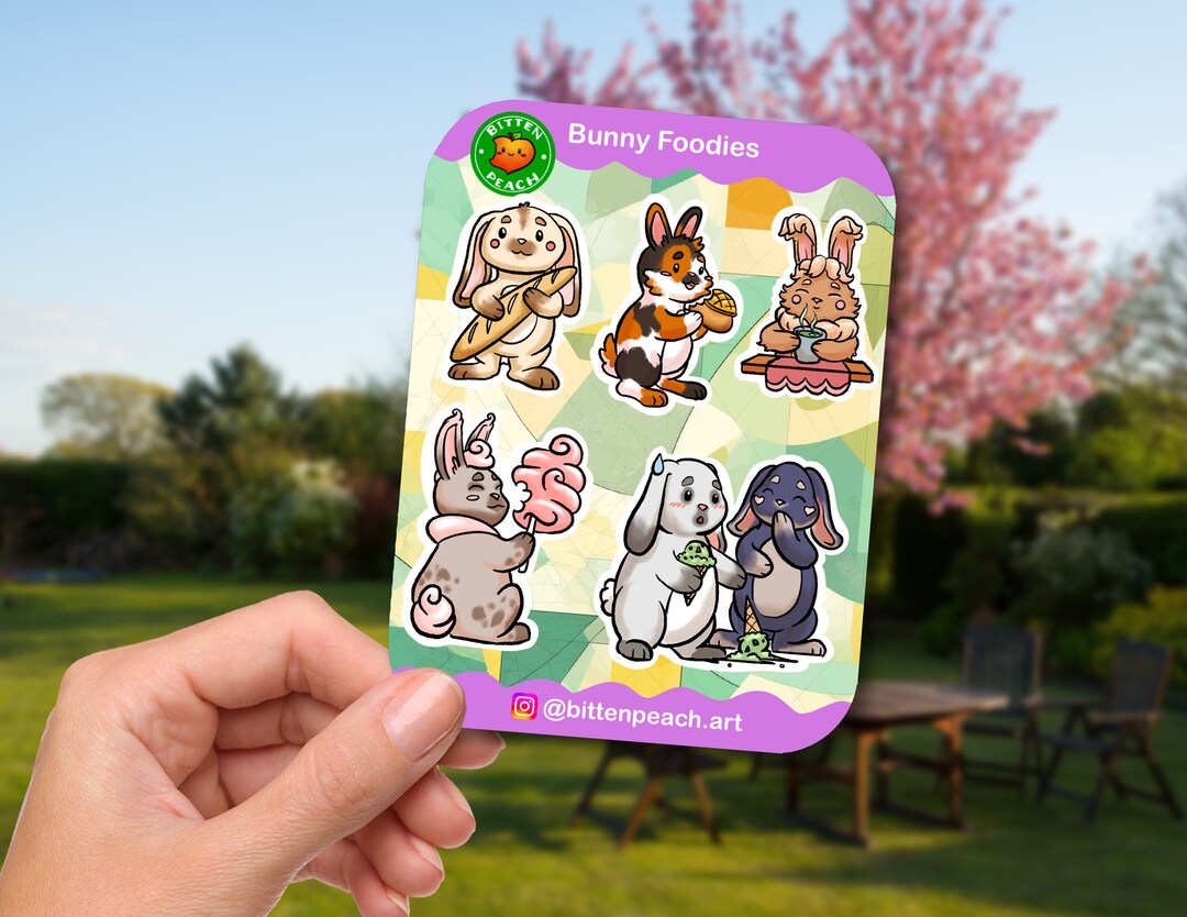 Bunny Foodies Sticker Set | Cute Rabbits Eating Treats, Planner ...