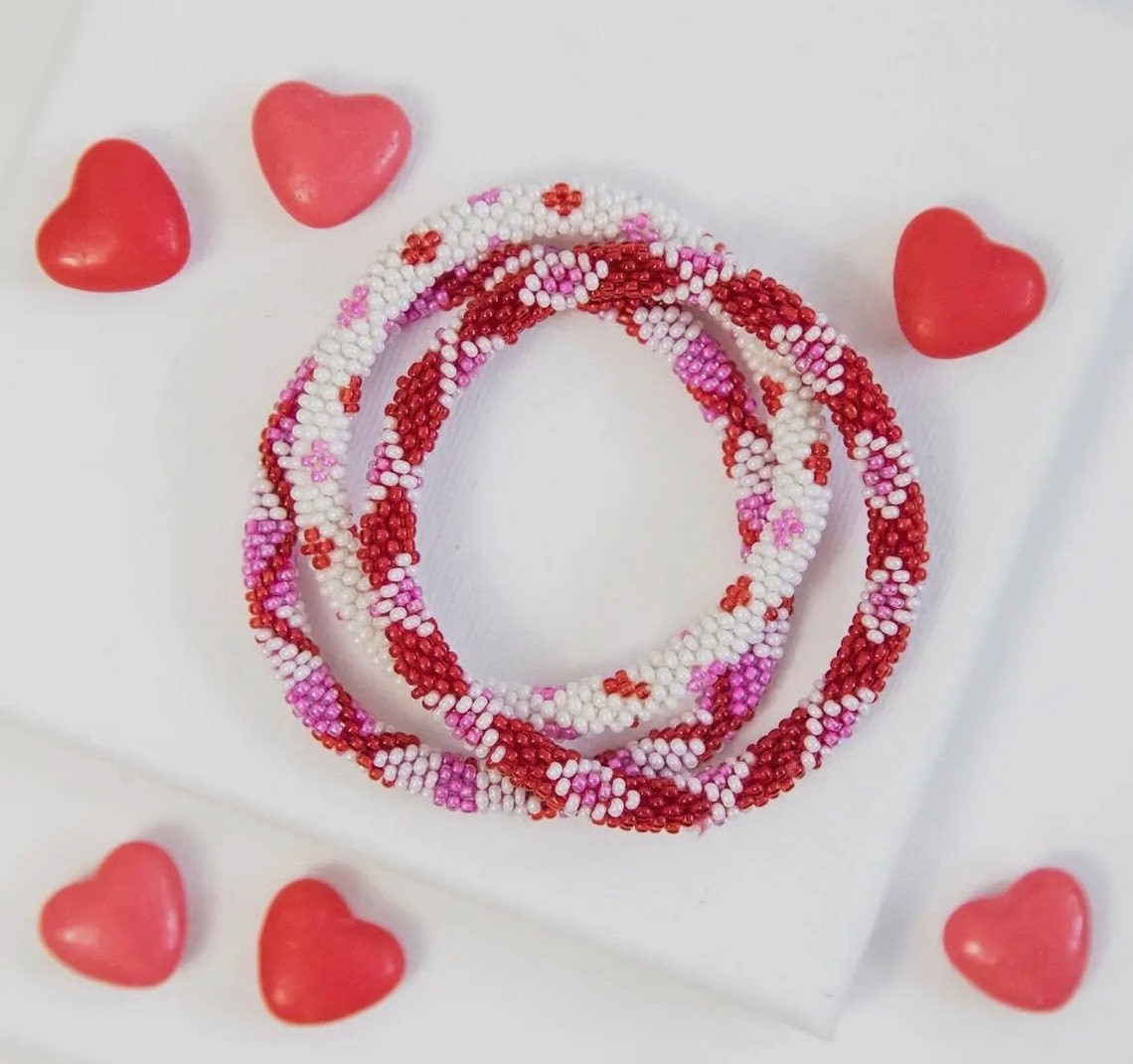 Cupid Roll-on Bracelet | Beaded Rope Bracelet | Valentines Bracelet - Etsy