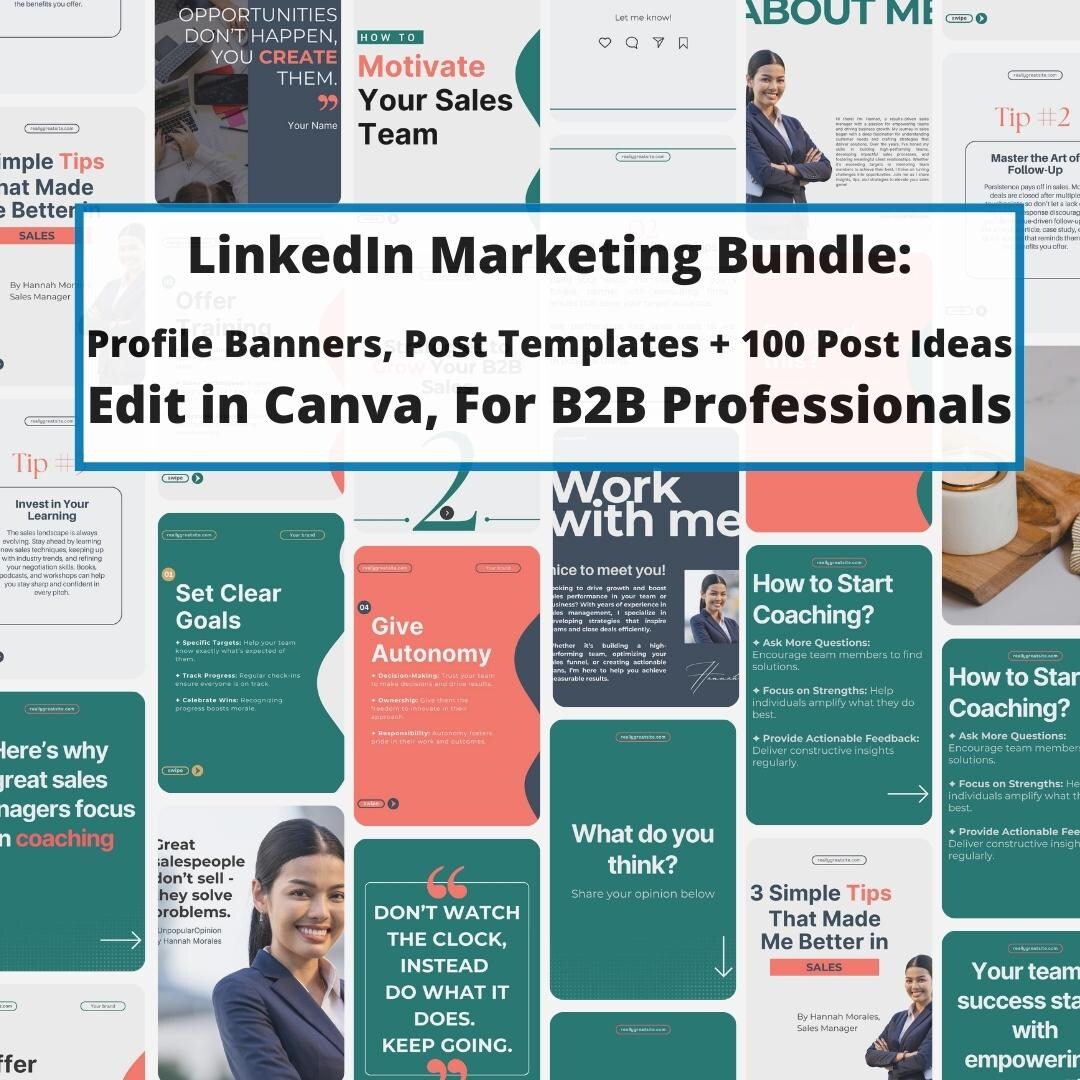 Linkedin Marketing Template Bundle | Banners, Posts, Content Ideas ...