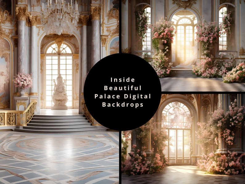 Inside Beautiful Palace Digital Backdrops Luxury Castle Background ...