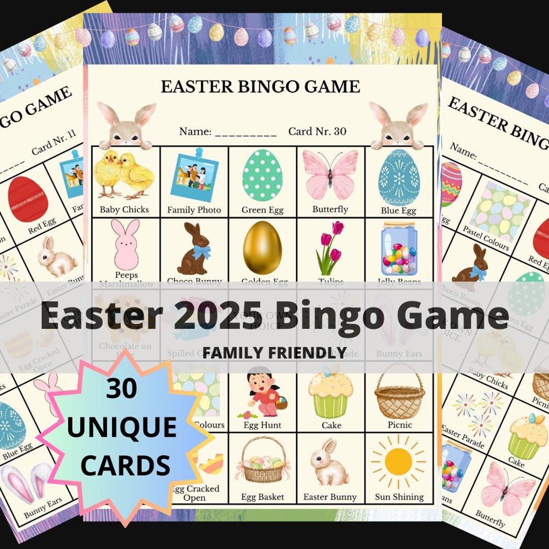 Easter Bingo Game 2025 Lent Printable, Spring Celebration Party Host ...