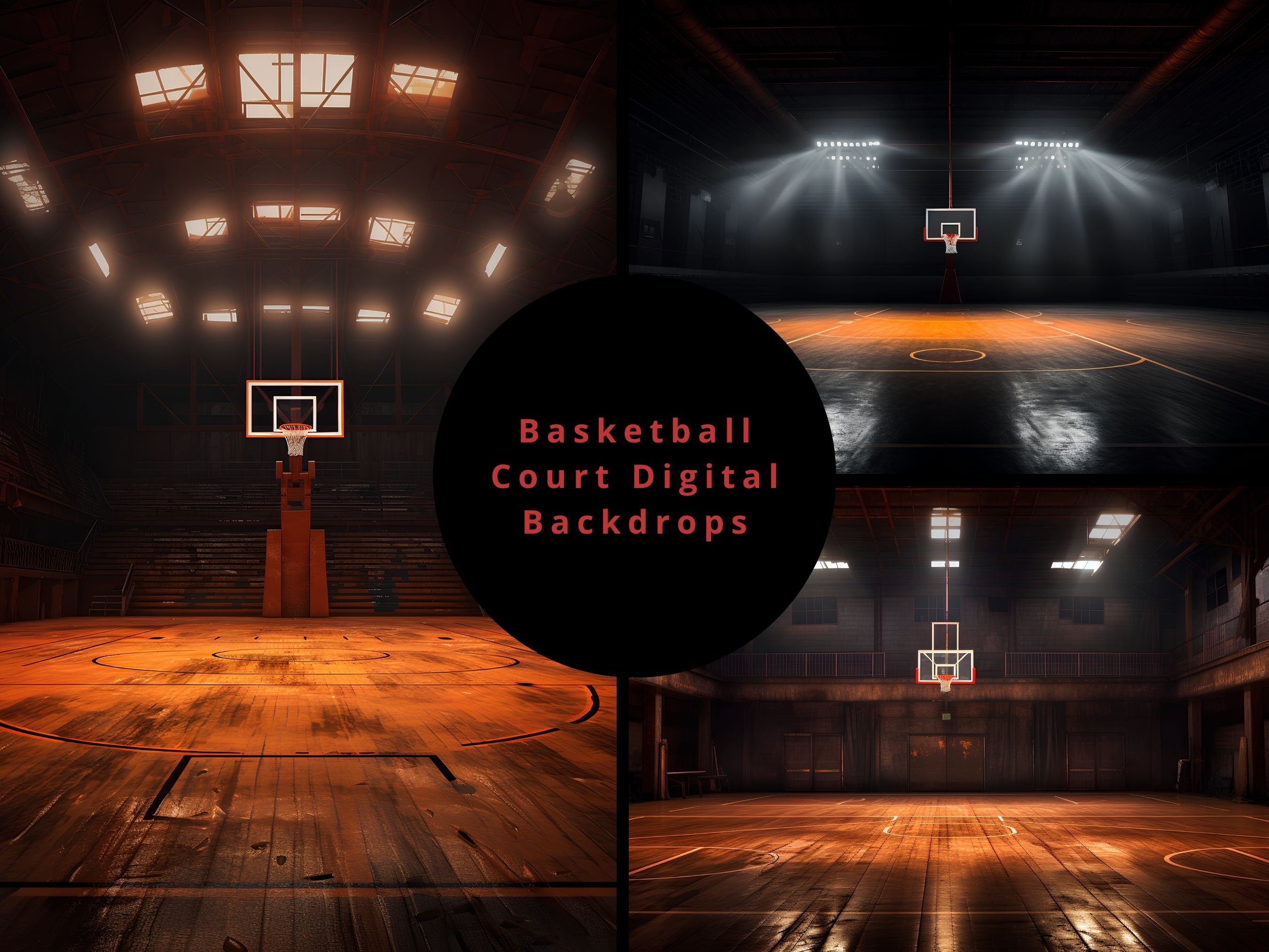 Basketball Court Backdrop, Fire Smoke Game Background (digital Template ...