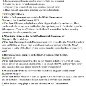 March Madness Trivia Game: Q&A, Fun Facts Host File, 2025 Printable ...