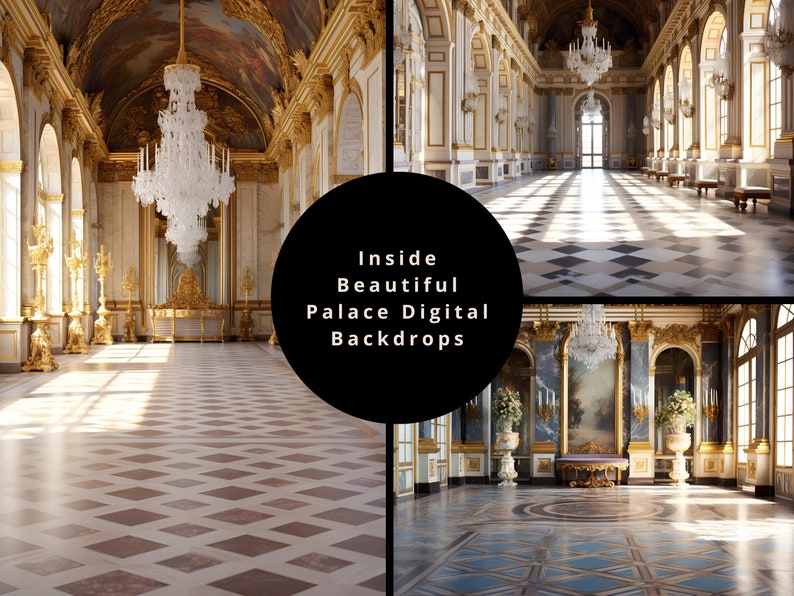 Beautiful Palace Hall Digital Backdrops, Luxury Castle Arch Background ...