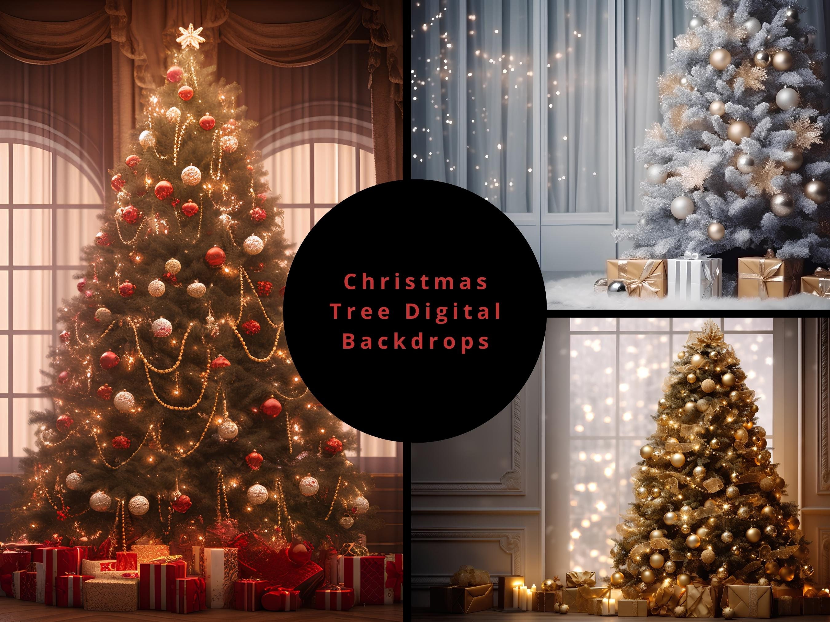 Christmas Tree Digital Backdrops Cozy Xmas Bundle Family Christmastime ...