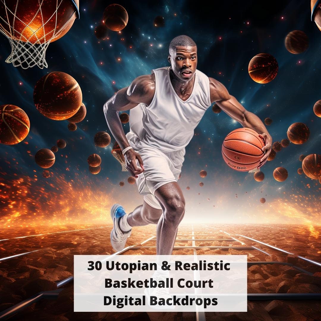 Basketball Court Backdrop, Fire Smoke Game Background (digital Template ...
