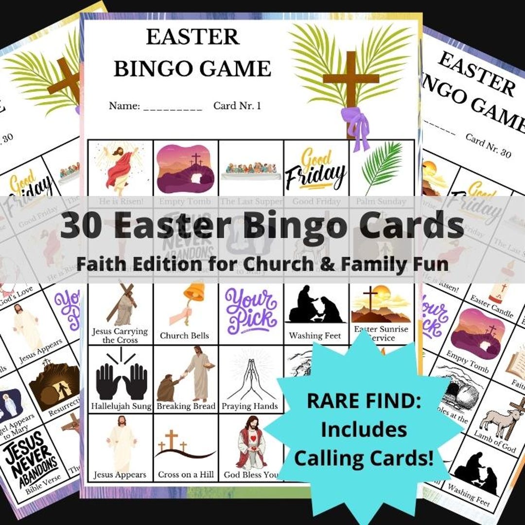 Easter Bible Themed Bingo Game With Calling Cards Lent Printable Spring ...