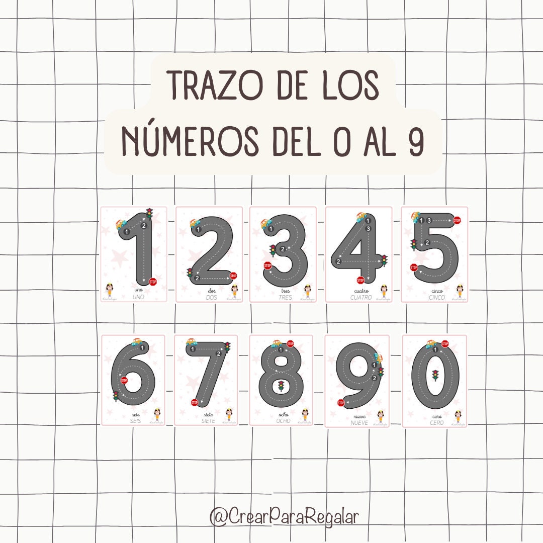 Carteles didácticas Trazo de números, automóviles y carreteras ...