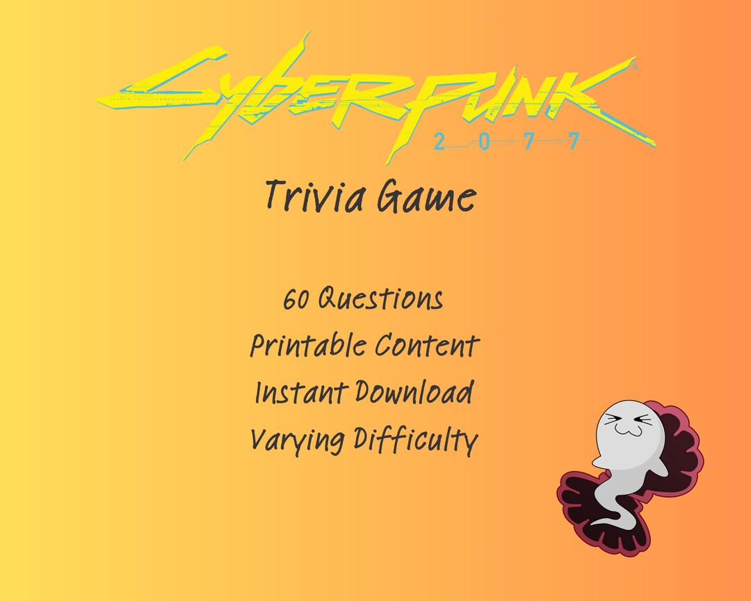 Cyberpunk 2077 Trivia Game | 4 Questions on Each A4 Page | 60 Total ...