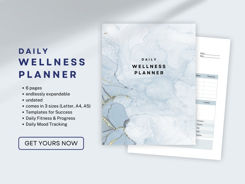 Printable Daily Wellness Planner, Health Planner, Habit Tracker ...