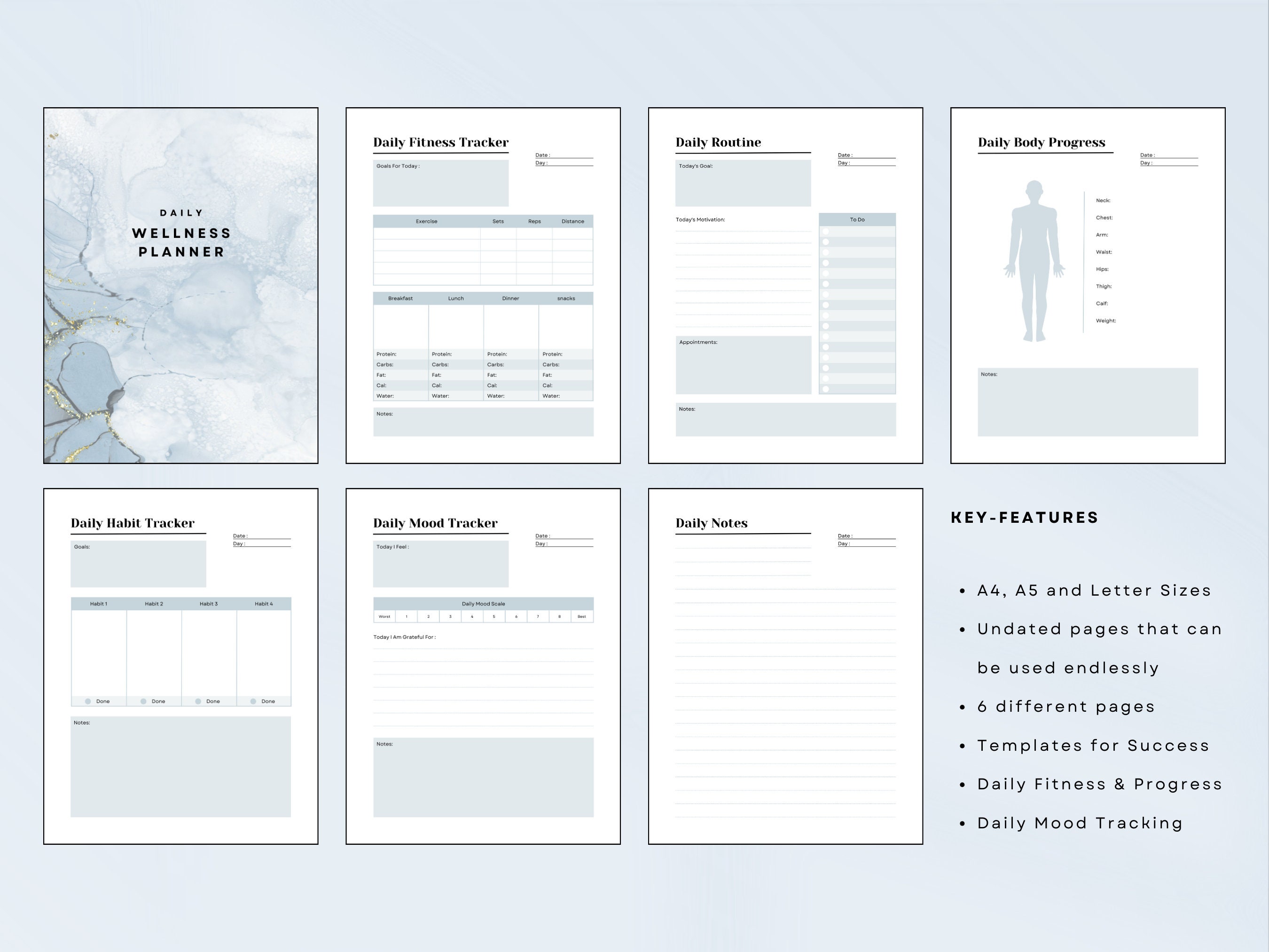Printable Daily Wellness Planner, Health Planner, Habit Tracker ...
