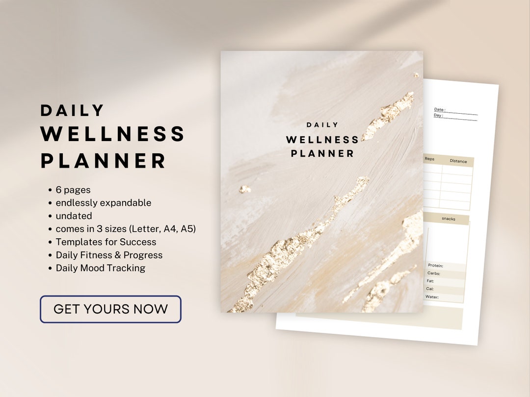 Printable Daily Wellness Planner, Digital Tracker, Health Planner ...