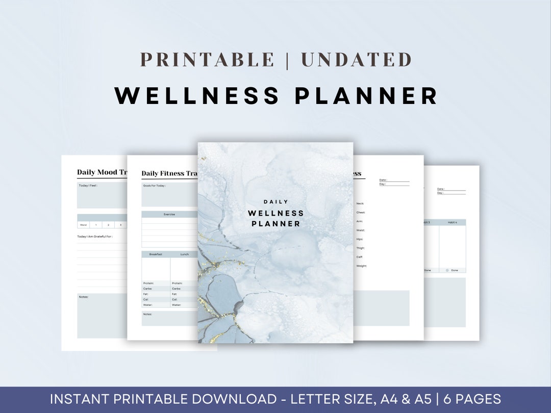Printable Daily Wellness Planner, Health Planner, Habit Tracker ...