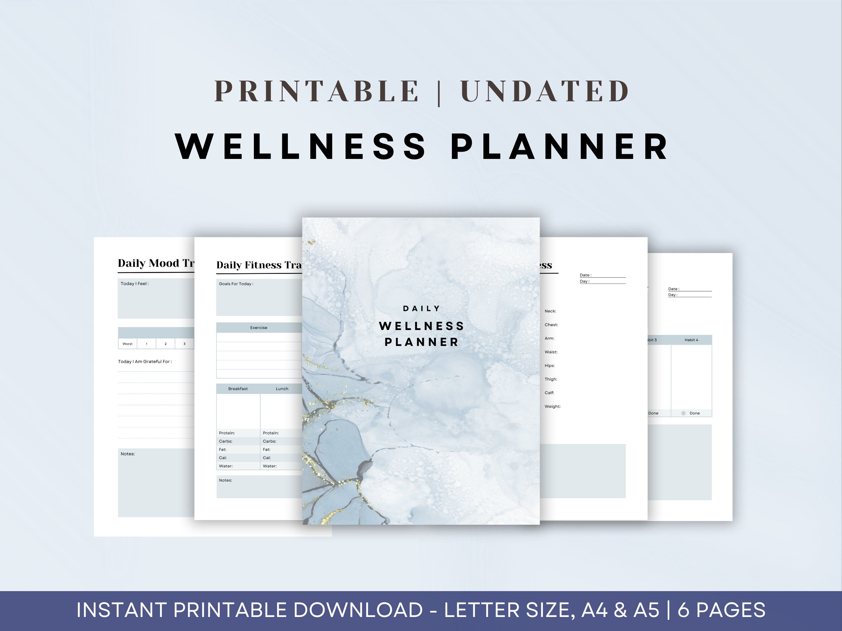 Printable Daily Wellness Planner, Health Planner, Habit Tracker ...
