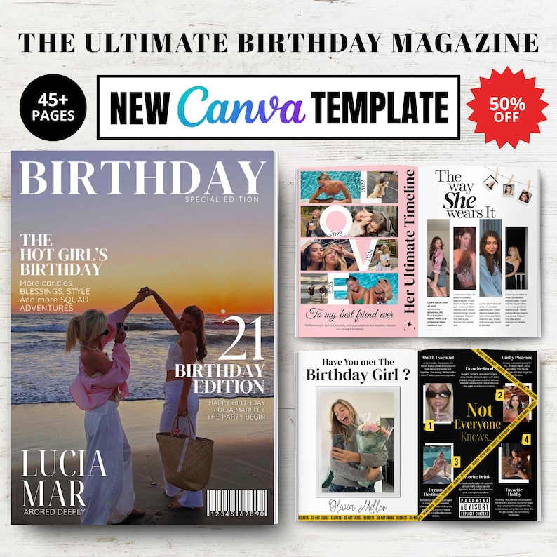 Custom Birthday Magazine Template, Canva Template Magazine, Bestfriend ...