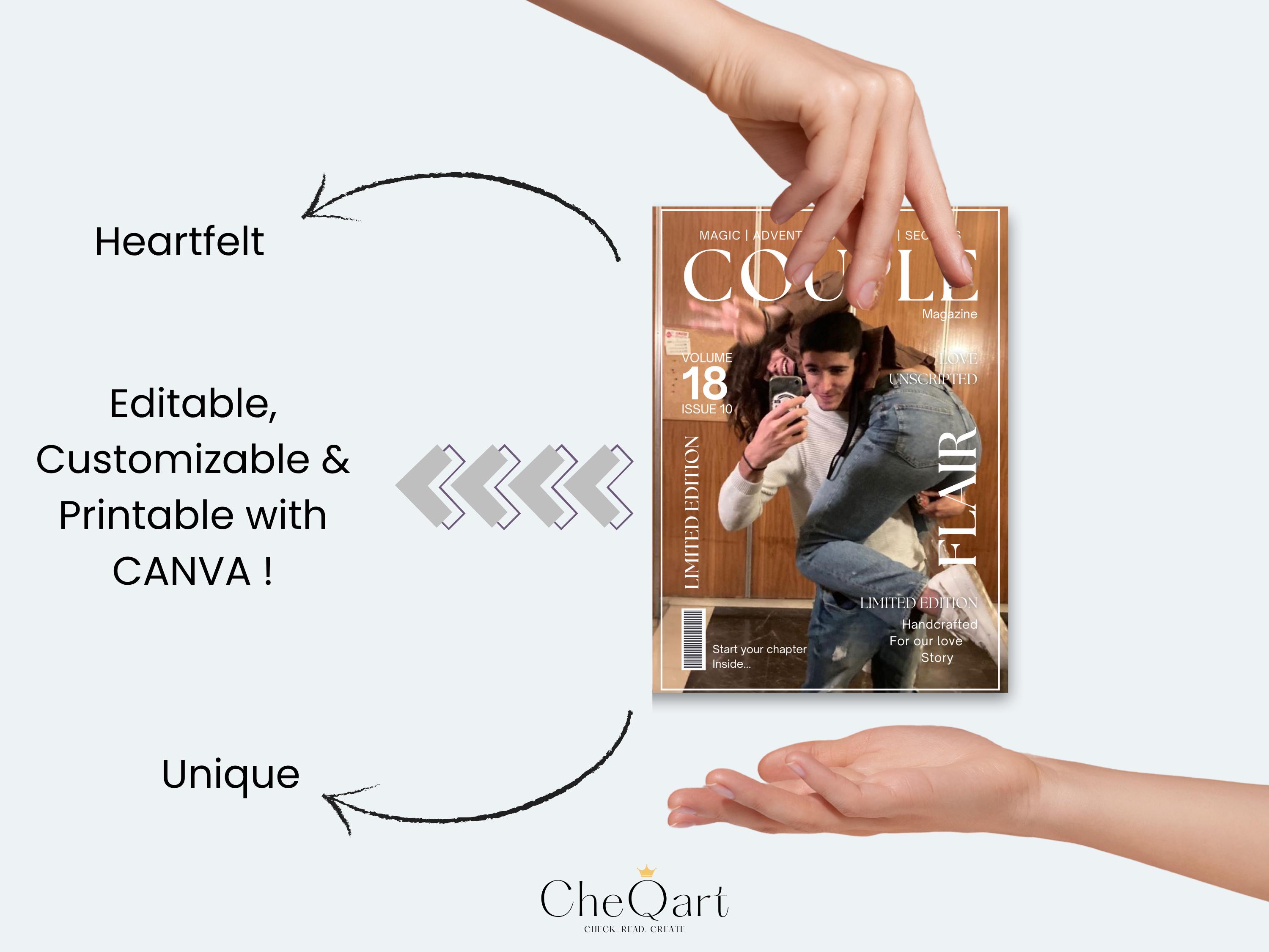 Personalised Couple Magazine Canva Template for Birthdays ...