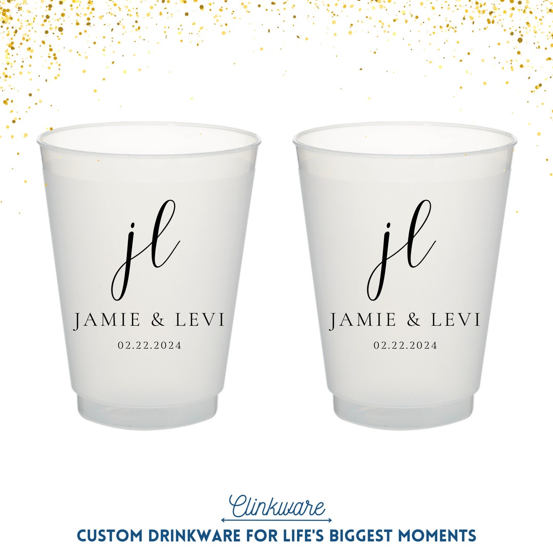 Minimalistic Frosted Shatterproof Weddings Cups, Personalized Wedding ...