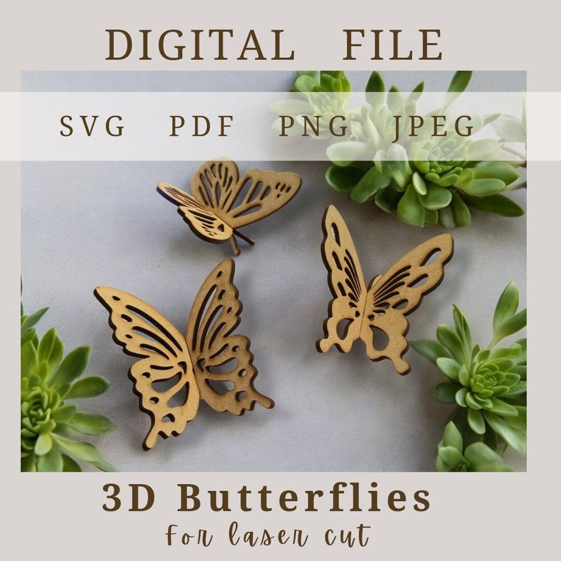 3D Butterfly/ Butterfly/ Butterfly Cutout File/ Laser Ready File ...