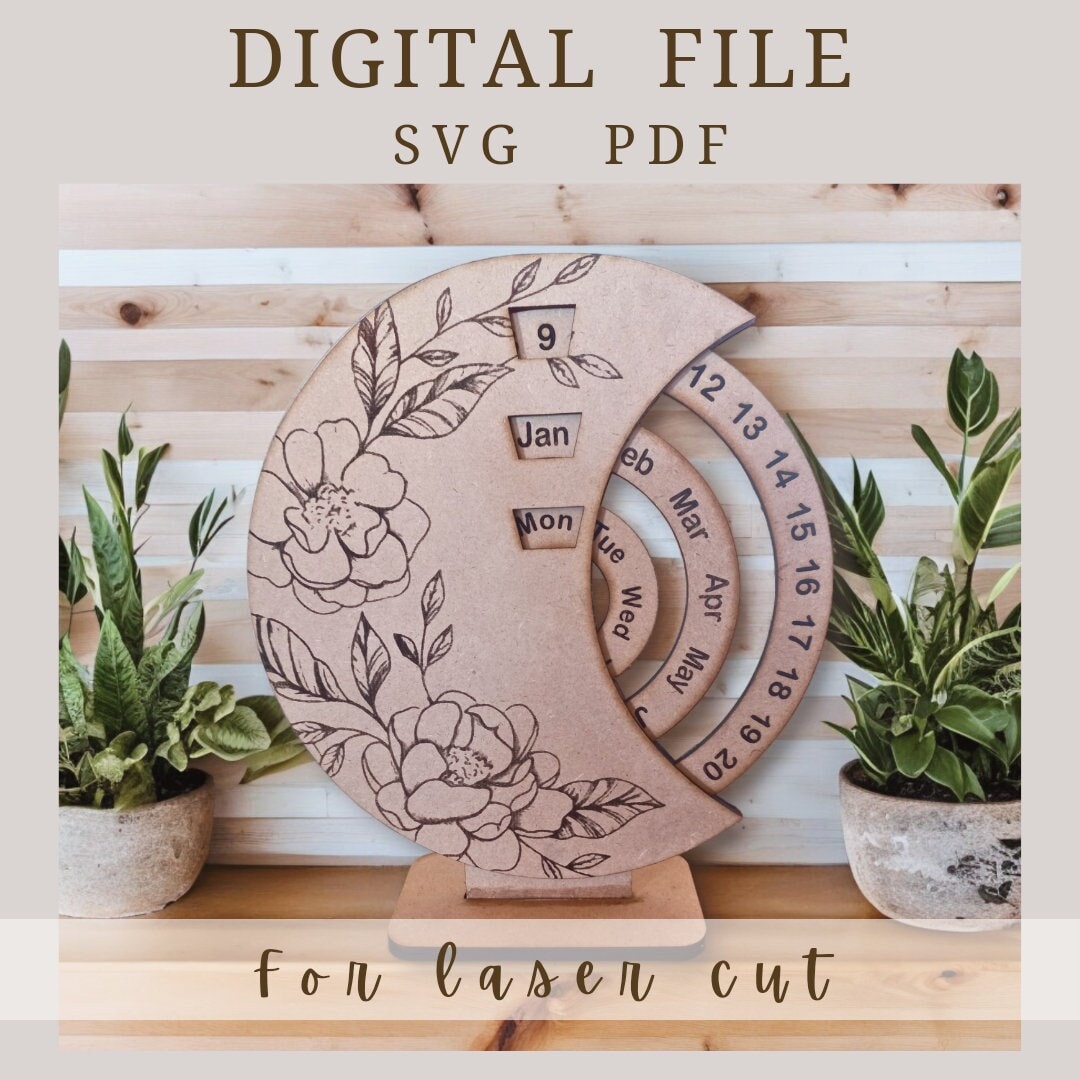 Rotating Calendar File/ Perpetual Calendar File/laser Cut File/ Wall ...