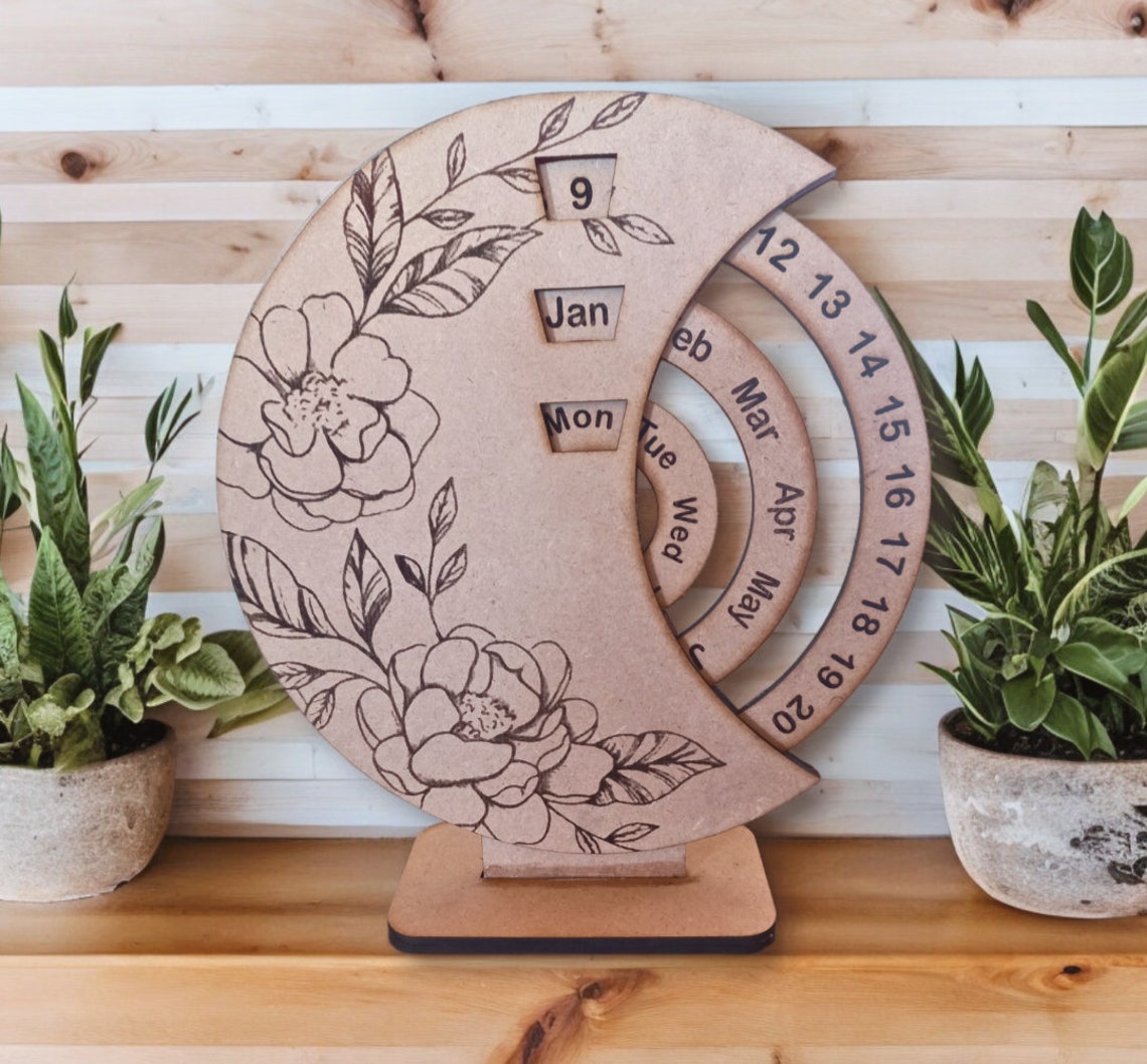 Rotating Calendar File/ Perpetual Calendar File/laser Cut File/ Wall ...